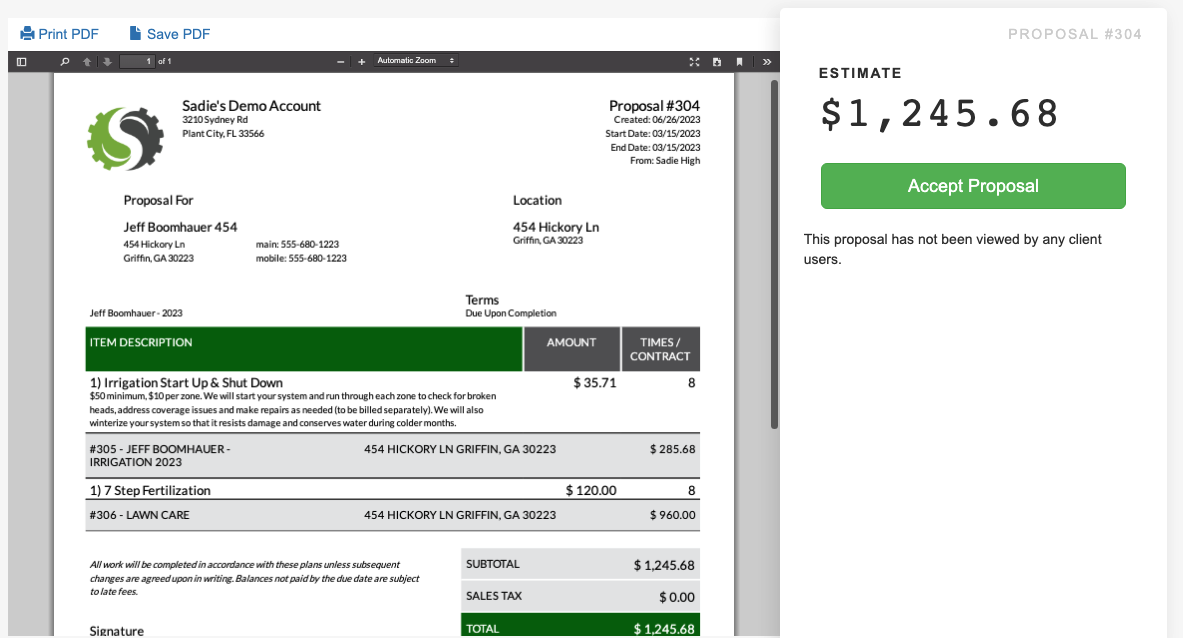 Create a Full Service Landscaping Proposal Group – SingleOps