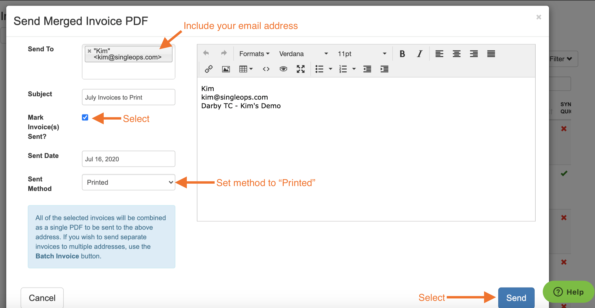 Printing Invoices – SingleOps