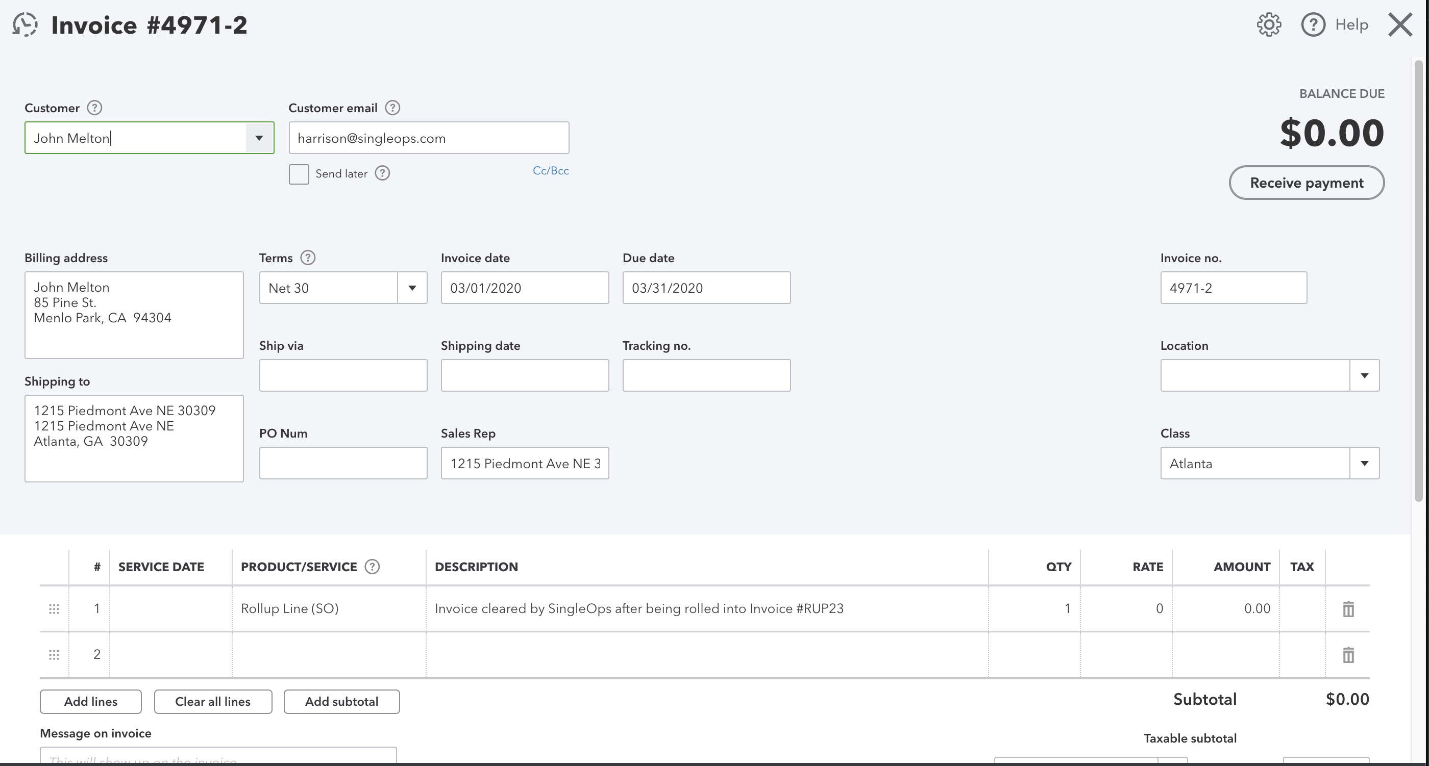 Invoice Roll Ups (RUP) – SingleOps
